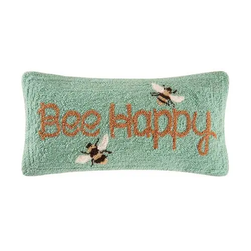 C&F HOME Spring "bee Happy" Bumble Bee Garden Hooked Mini Accent Pillow