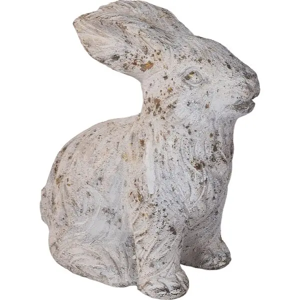 GALLERIE II Vintage White Cement Sitting Easter Bunny Figurine 4.72 - Brown