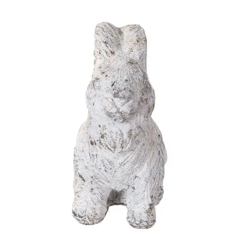 GALLERIE II Vintage White Cement Sitting Easter Bunny Figurine 4.72