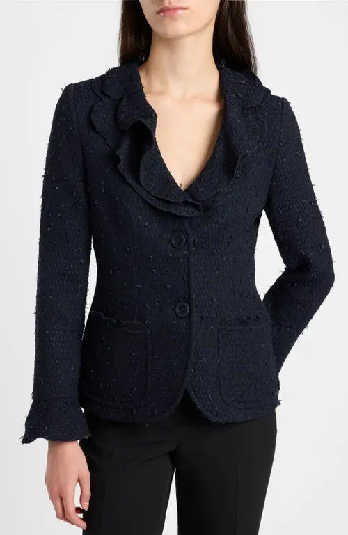 Santorelli Celeste Ruffle Tweed Jacket