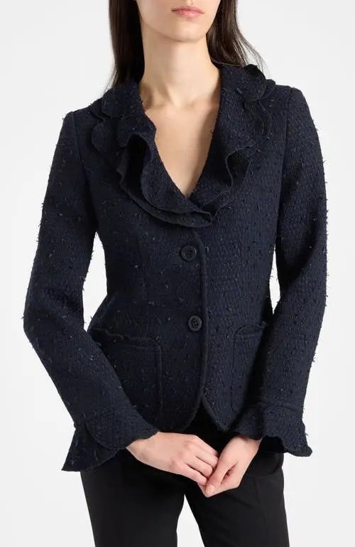 Santorelli Celeste Ruffle Tweed Jacket