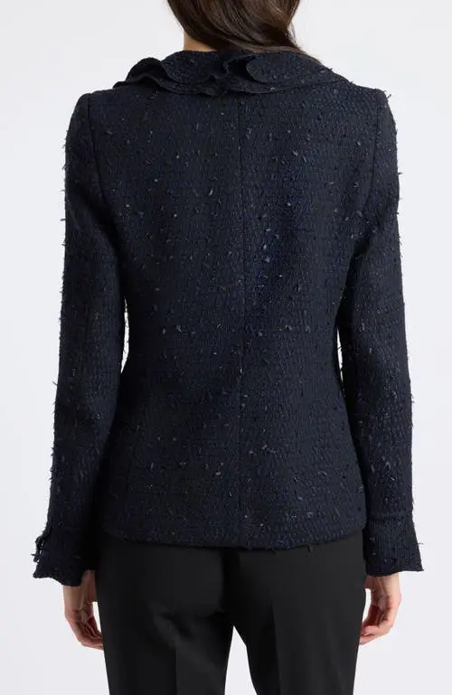 Santorelli Celeste Ruffle Tweed Jacket