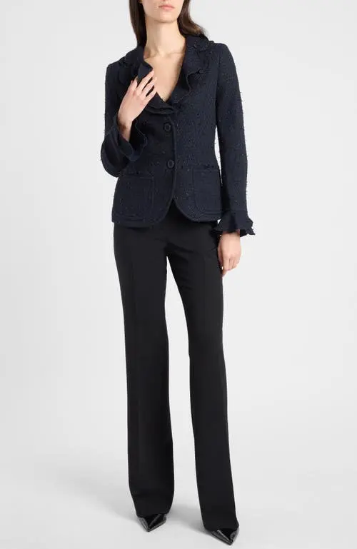 Santorelli Celeste Ruffle Tweed Jacket