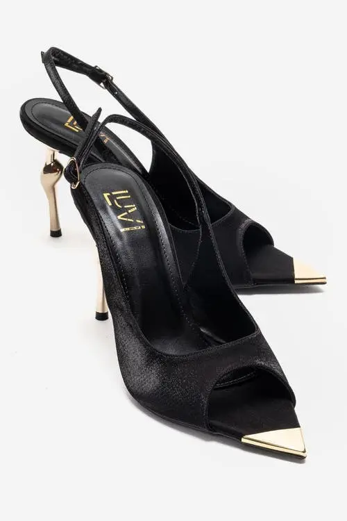 PROLOGUE SHOES Amore Slingback Stiletto Pumps - Black