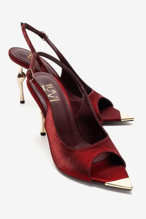 PROLOGUE SHOES Amore Slingback Stiletto Pumps - Burgundy