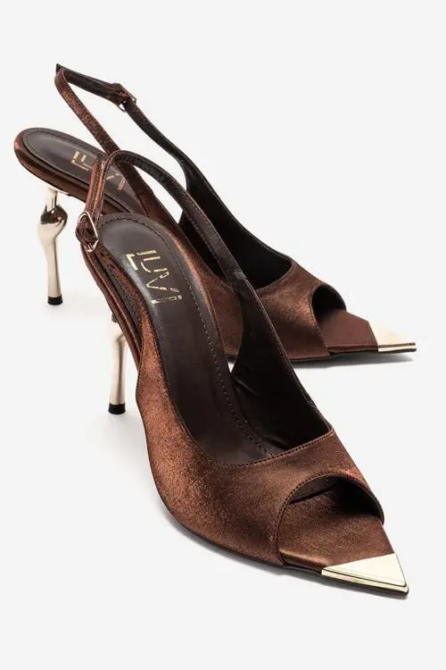 PROLOGUE SHOES Amore Slingback Stiletto Pumps - Copper