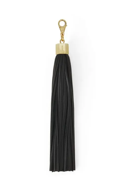 LANVIN Leather Pompom Bag Charm - Black