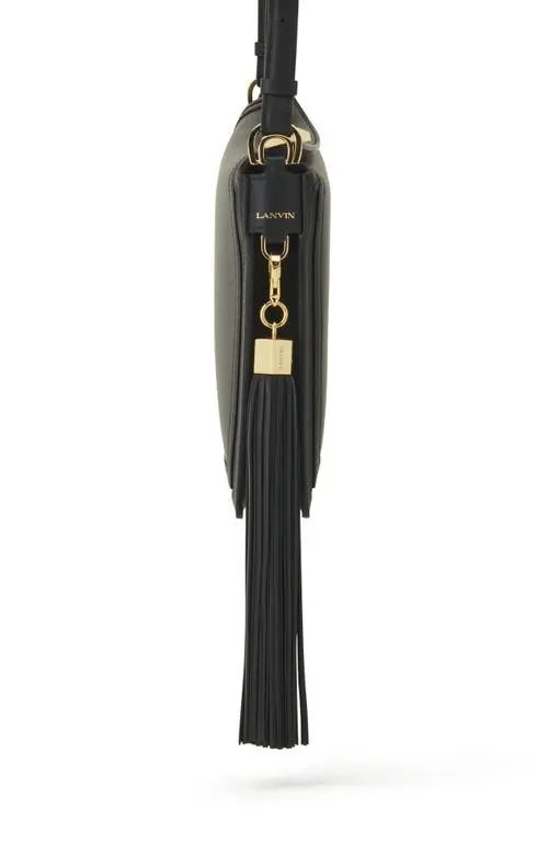 LANVIN Leather Pompom Bag Charm - Black
