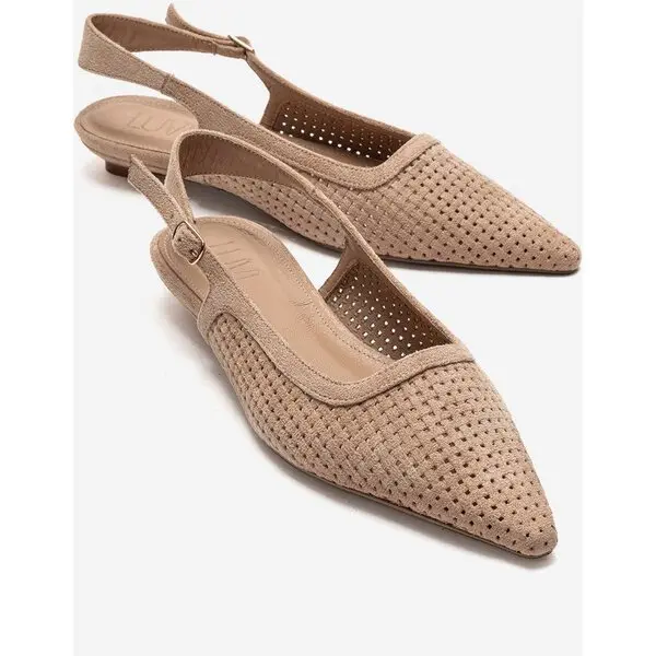 PROLOGUE SHOES Aviva Slingback Pumps - Beige Suede