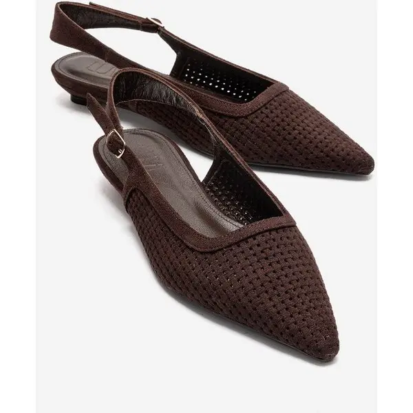 PROLOGUE SHOES Aviva Slingback Pumps - Brown Suede