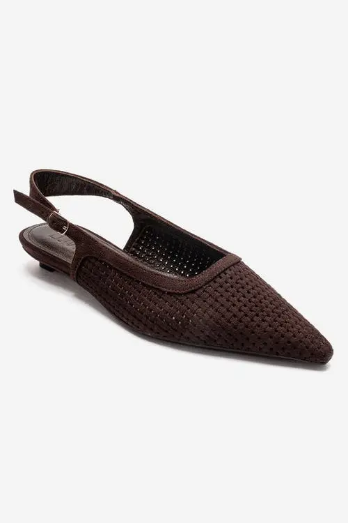 PROLOGUE SHOES Aviva Slingback Pumps - Brown Suede