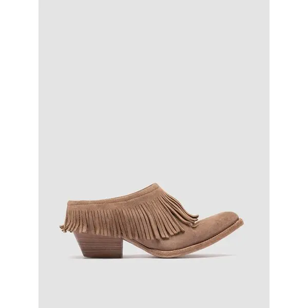 Officine Creative Suede Fringe Mules - Taupe