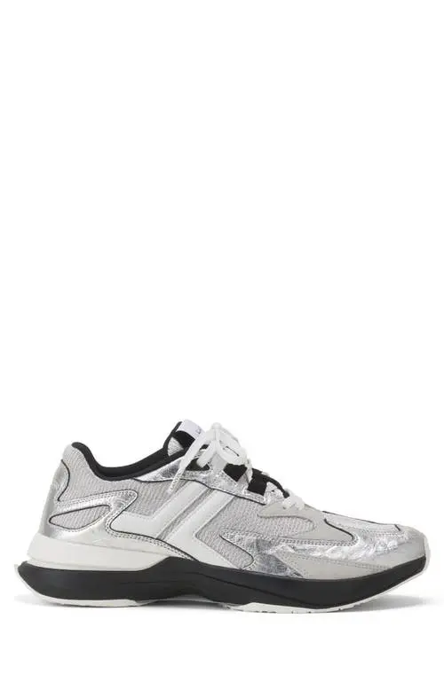 LANVIN Jla Sneakers In Crinkled Metallic Leather - Silver