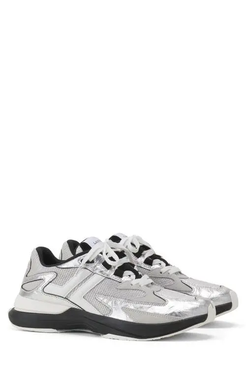 LANVIN Jla Sneakers In Crinkled Metallic Leather - Silver