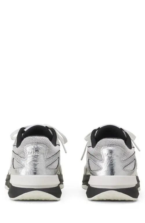 LANVIN Jla Sneakers In Crinkled Metallic Leather - Silver