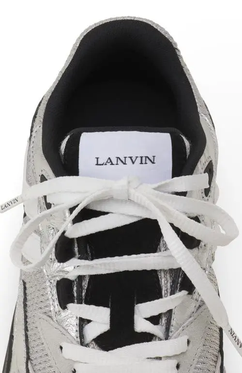 LANVIN Jla Sneakers In Crinkled Metallic Leather - Silver