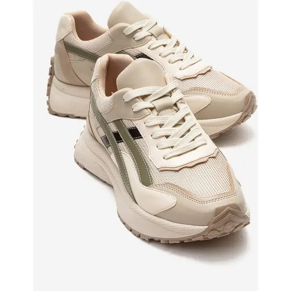 PROLOGUE SHOES Calina Lace-up Sneaker - Beige