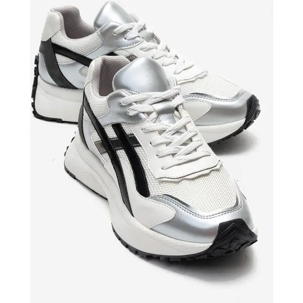 PROLOGUE SHOES Calina Lace-up Sneaker - Silver