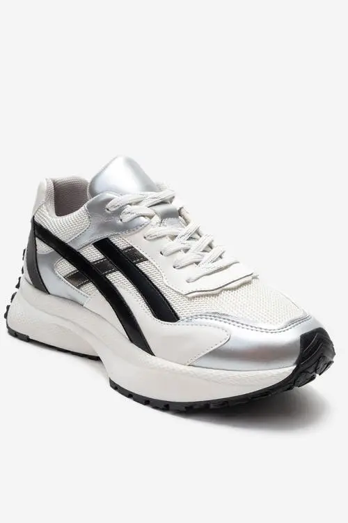 PROLOGUE SHOES Calina Lace-up Sneaker - Silver