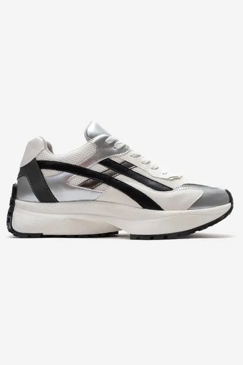 PROLOGUE SHOES Calina Lace-up Sneaker - Silver