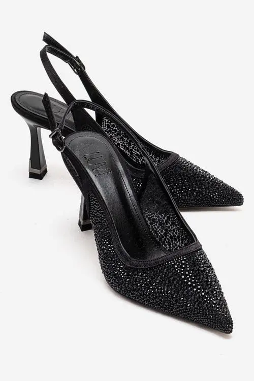 PROLOGUE SHOES Frea Slingback Stiletto Pumps - Charcoal