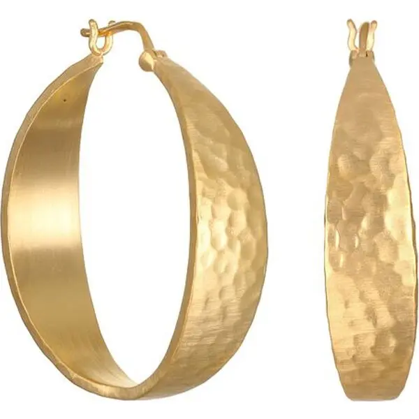 SATYA JEWELRY Shine Bright Hammered Hoop Earrings - Gold