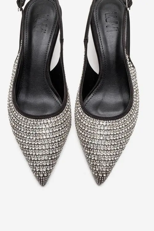 PROLOGUE SHOES Yasmina Embellished Stiletto Slingback Pumps - Black