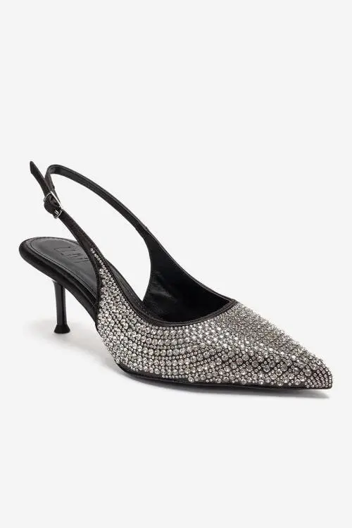 PROLOGUE SHOES Yasmina Embellished Stiletto Slingback Pumps - Black
