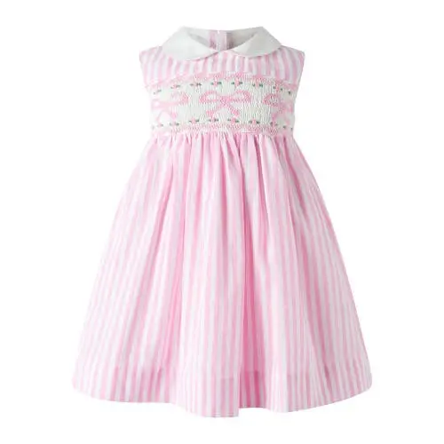 RACHEL RILEY Bow Smocked Striped Dress And Bloomers - Pink