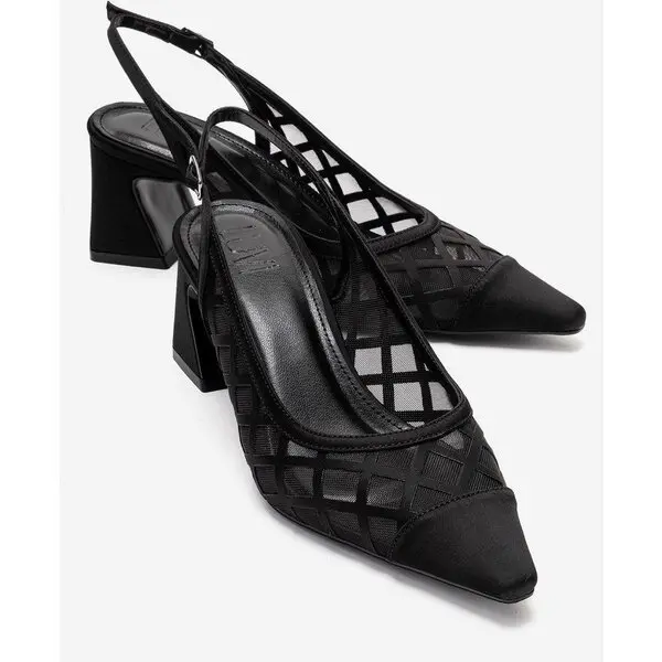 PROLOGUE SHOES Alveron Mesh Block Heel Pumps - Black