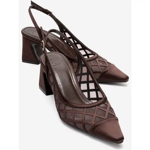 PROLOGUE SHOES Alveron Mesh Block Heel Pumps - Brown