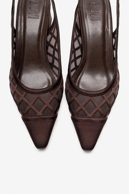 PROLOGUE SHOES Alveron Mesh Block Heel Pumps - Brown