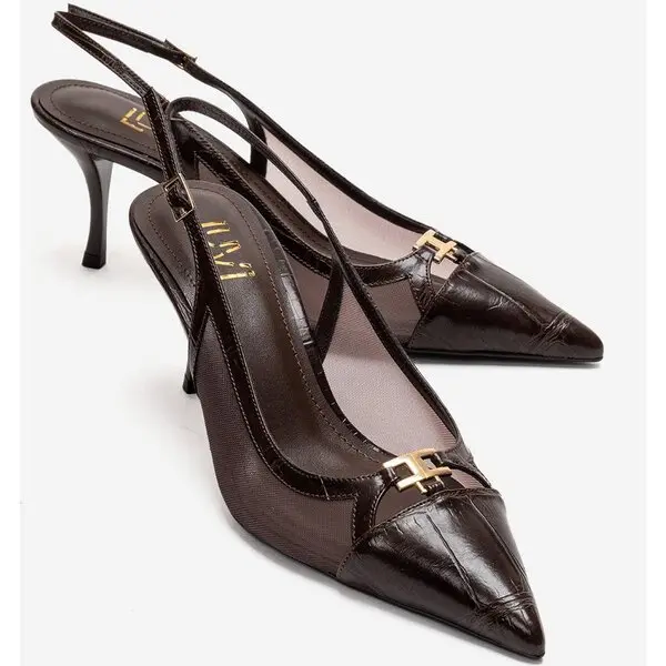 PROLOGUE SHOES Orella Stiletto Pumps - Brown Print