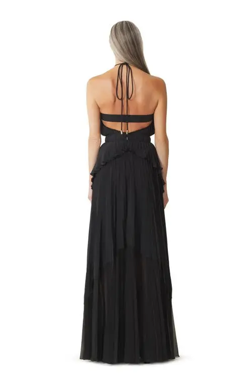 LANVIN Embroidered Pleated Dress In Silk And Charmeuse