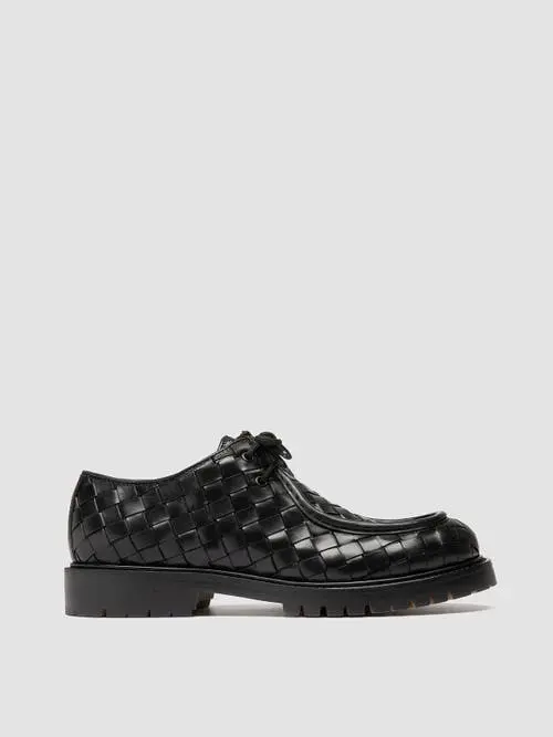 Officine Creative Boss 015 Woven Leather Derby Shoes - Black