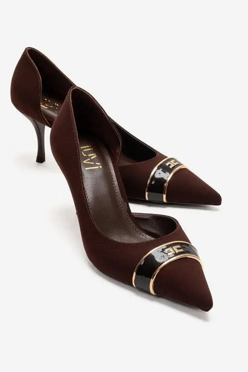 PROLOGUE SHOES Kendra Pointed Toe Stiletto Pumps - Brown