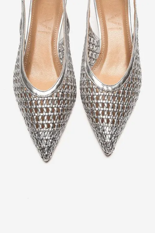 PROLOGUE SHOES Orelis Kitten Heel Pump - Silver