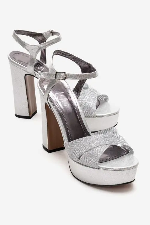 PROLOGUE SHOES Orelion Platform High Heel Sandal - Silver