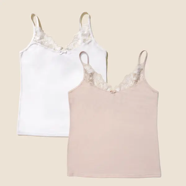 MEADOW Luna Lace Cami 2-pack - Buff And White