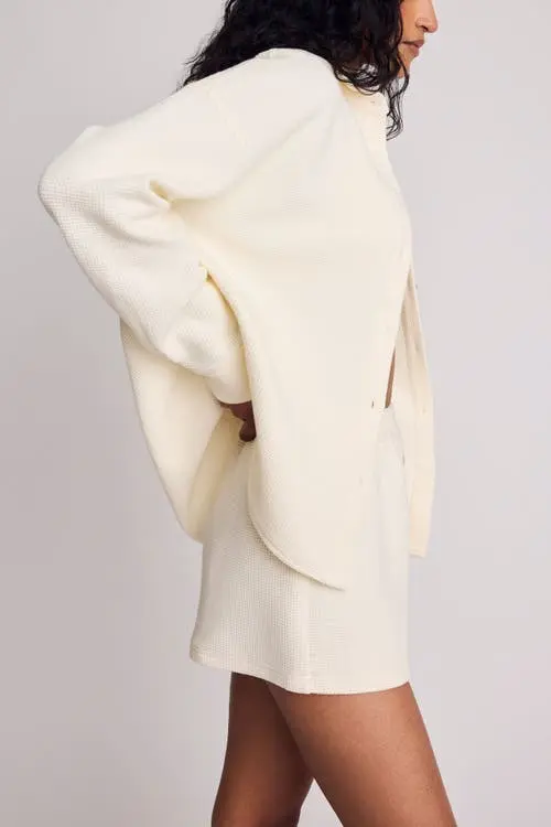 NEGATIVE UNDERWEAR Waffle Knit Shirt Jacket - Cream