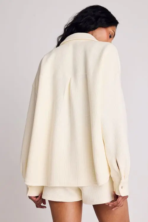 NEGATIVE UNDERWEAR Waffle Knit Shirt Jacket - Cream