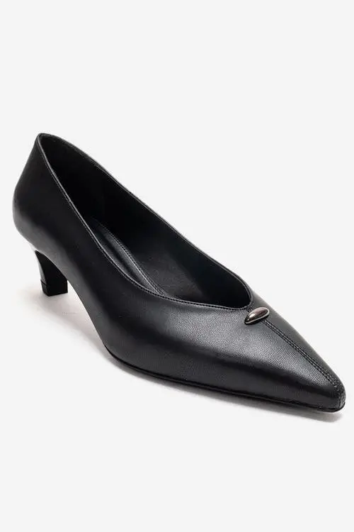 PROLOGUE SHOES Versay Pointed Toe Kitten Heel Pumps - Black