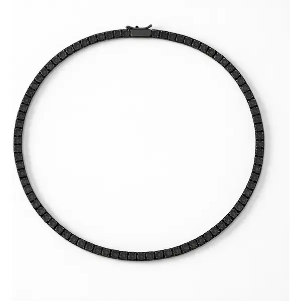 DONATELLO GIAN Rhodium Plated Tennis Necklace - Black