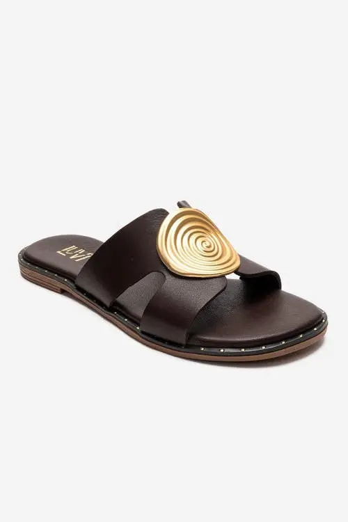 FOREVER & ALWAYS SHOES Nolita Leather Slide Sandal - Brown