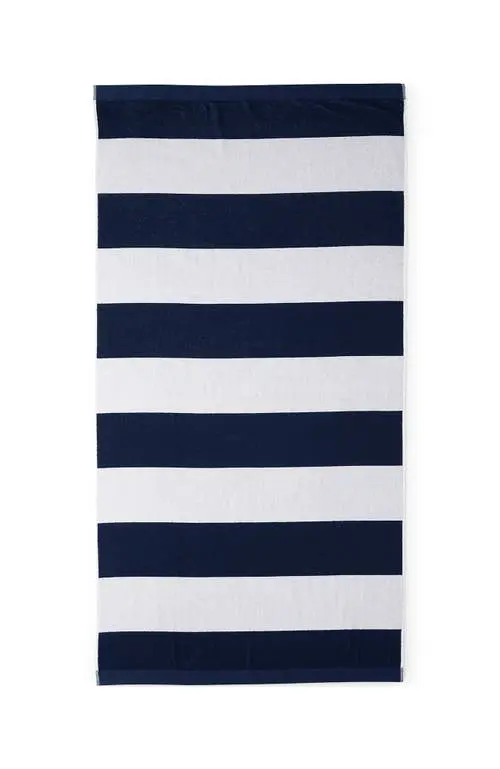 LANDS' END Cabana Rugby Stripe Beach Towel - Navy Cabana Stripe