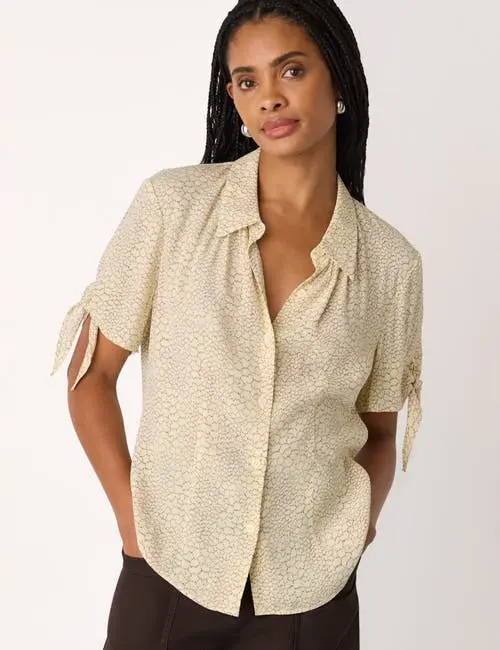 Whistles Dashed Marks Tie Sleeve Shirt - Ivory/multi
