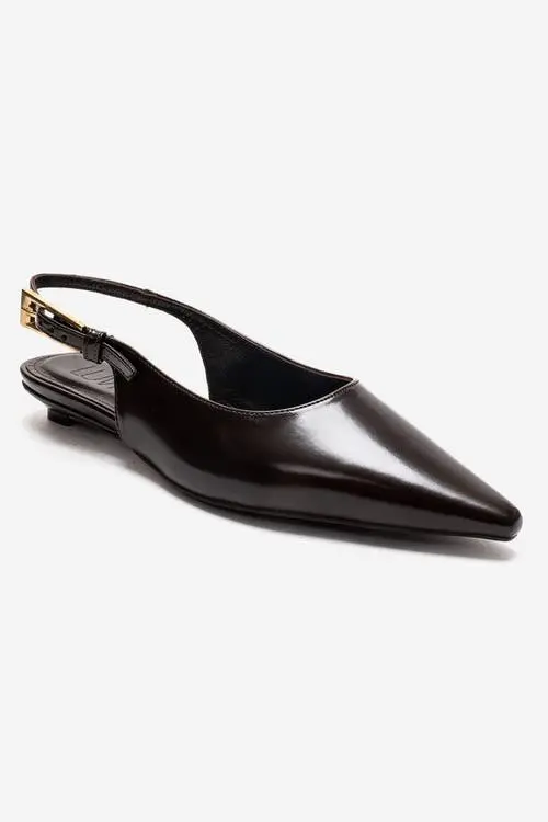 PROLOGUE SHOES Jenna Slingback Pointed Toe Pump - Brown