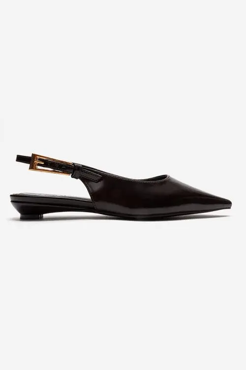 PROLOGUE SHOES Jenna Slingback Pointed Toe Pump - Brown