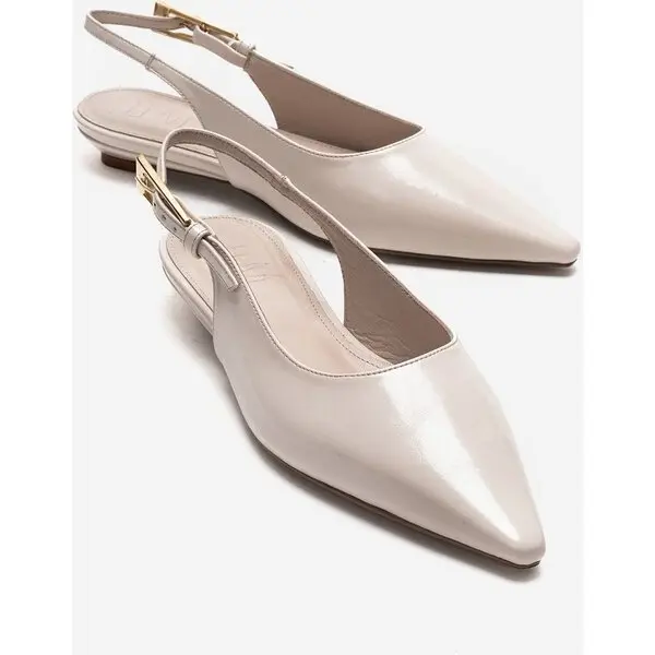 PROLOGUE SHOES Jenna Slingback Pointed Toe Pump - Ecru