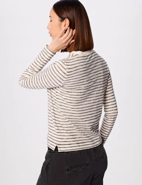 Whistles Stripe Crew Neck Pocket Top - Ivory/multi